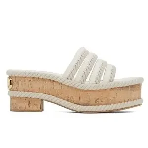 Valentino | Shoes | New Valentino Cork Block Heel Mules With Ivory Rope ...